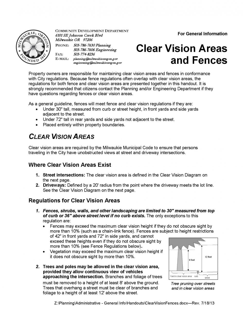 Clear Vision Areas and Fences | City of Milwaukie Oregon Official Website Clear Vision Areas and Fences | City of Milwaukie Oregon Official Website